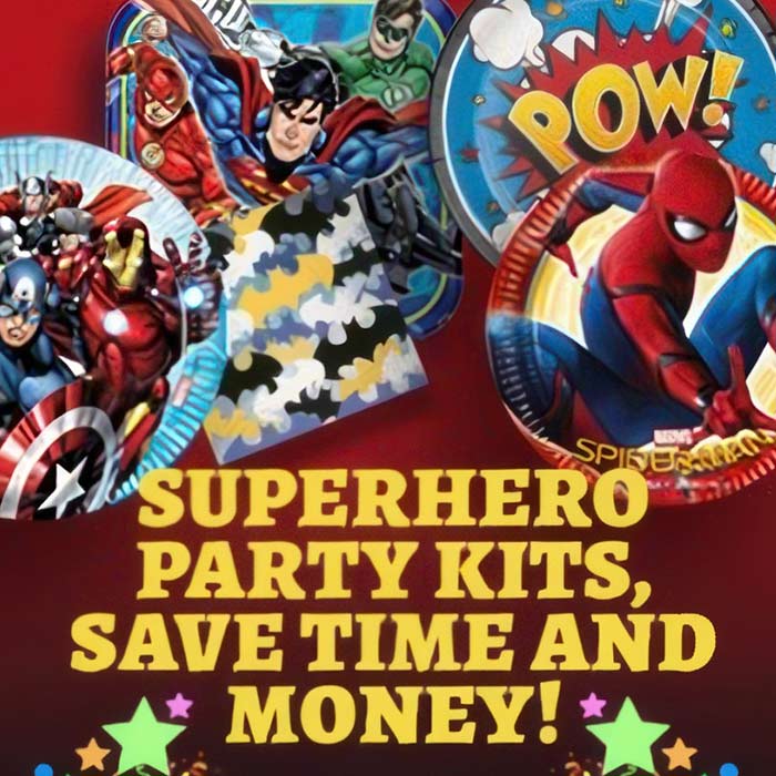 Superhero Party Kit: Ready to Order Superhero Party Packs – Party Save ...