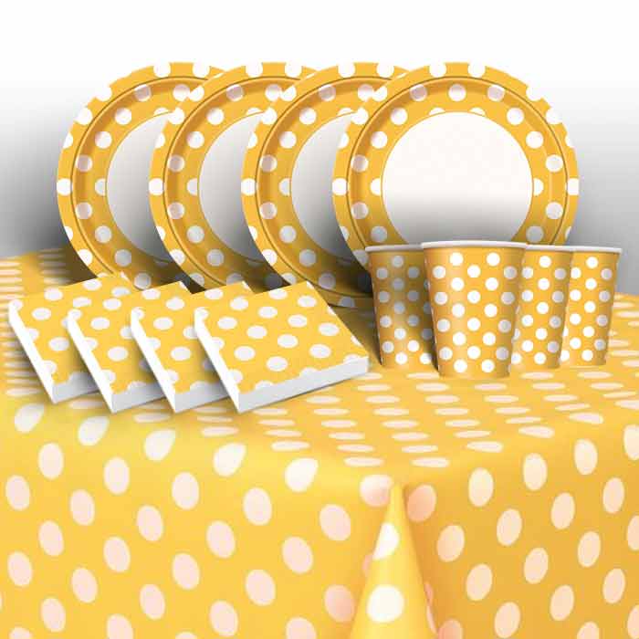 Yellow Polka Dot Party Pack: Tableware Party Kit – Party Save Smile
