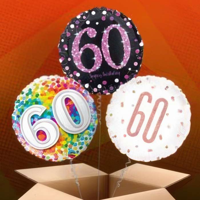 60 Helium Balloons & 60th Helium Balloons Delivered – Party Save Smile