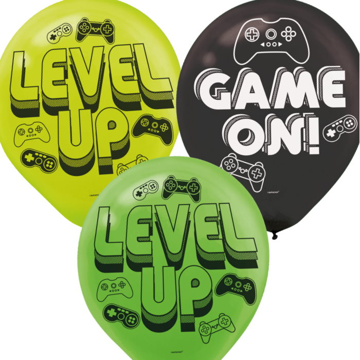 Level Up Latex Gaming Balloons Pack of 6 – Party Save Smile