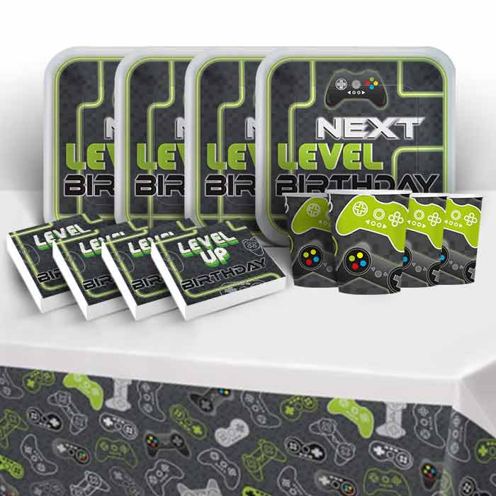 Level Up Gaming Birthday Party Pack: Tableware Party Kit – Party Save Smile