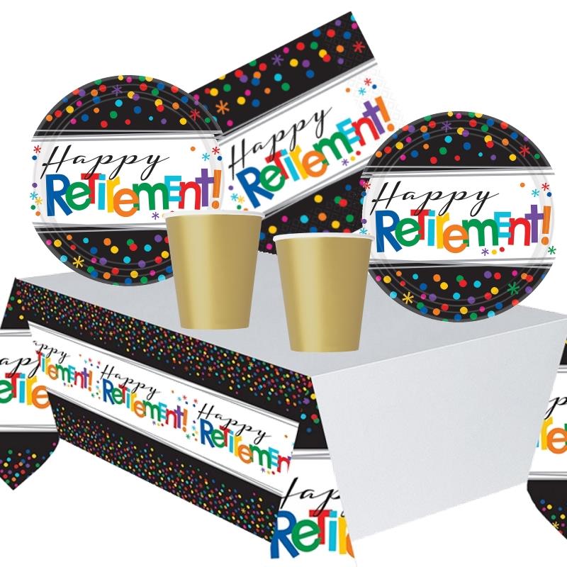 Confetti Happy Retirement Party Pack: Tableware Party Kit – Party Save ...
