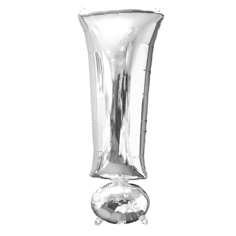 Exclamation Mark Balloon - Silver 34 inch | Party Save Smile