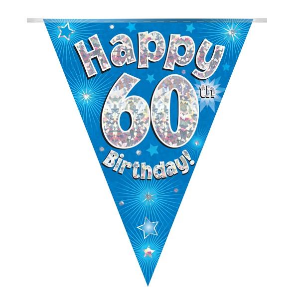 Blue Star 60th Birthday Bunting Flag Banner 3.9 metres – Party Save Smile