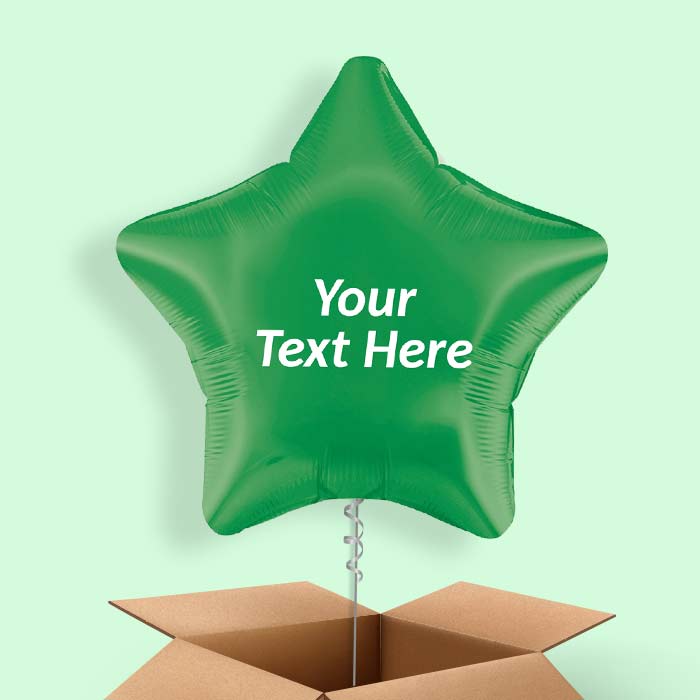 Personalised Dark Green Star Balloon in a Box – Party Save Smile