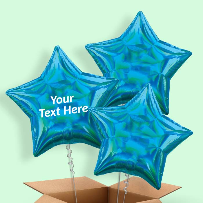 Cyan Blue Iridescent Star Helium Balloon in a Box – Party Save Smile