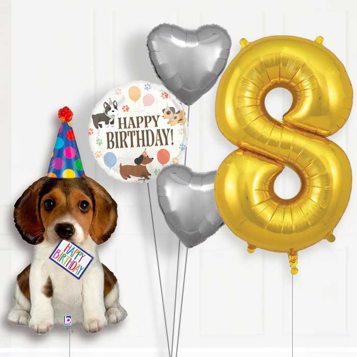 8th Birthday Puppy Dog Helium Balloon Package Delivered - Send Now ...