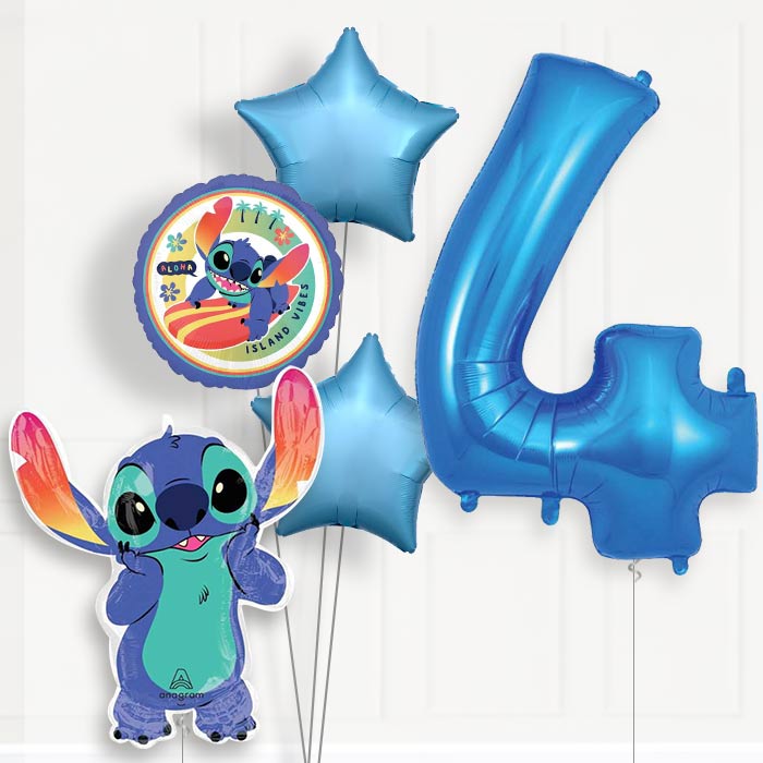 Stitch 4th Birthday Helium Balloon Package – Party Save Smile
