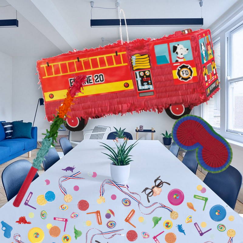 Fire Engine Pinata Kit with Favours and Confetti | Party Save Smile