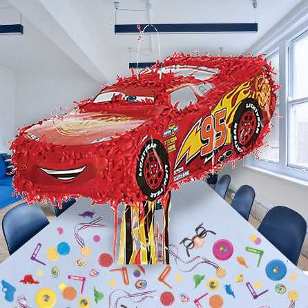 Disney Cars Lightning McQueen Shaped Pull Pinata Party Kit with Favours ...
